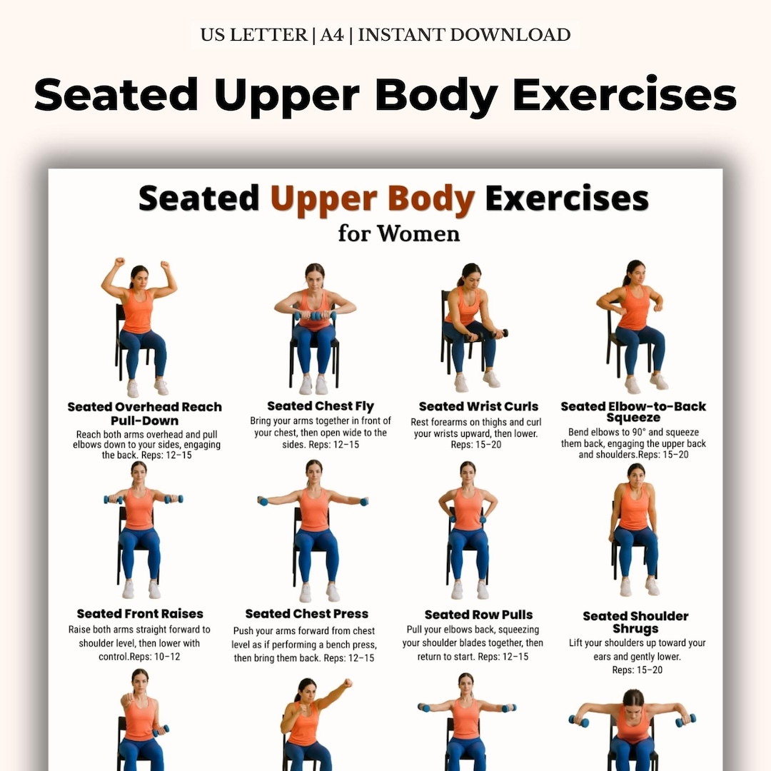 Seated Upper Body Exercises for Women | Arms Shoulders Chest Workout ...