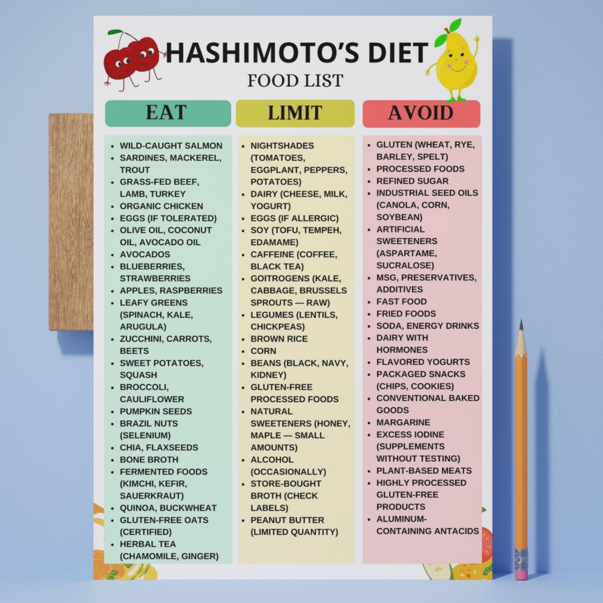 Hashimoto's Diet Food List, Thyroid & Hypothyroid Foods Chart ...