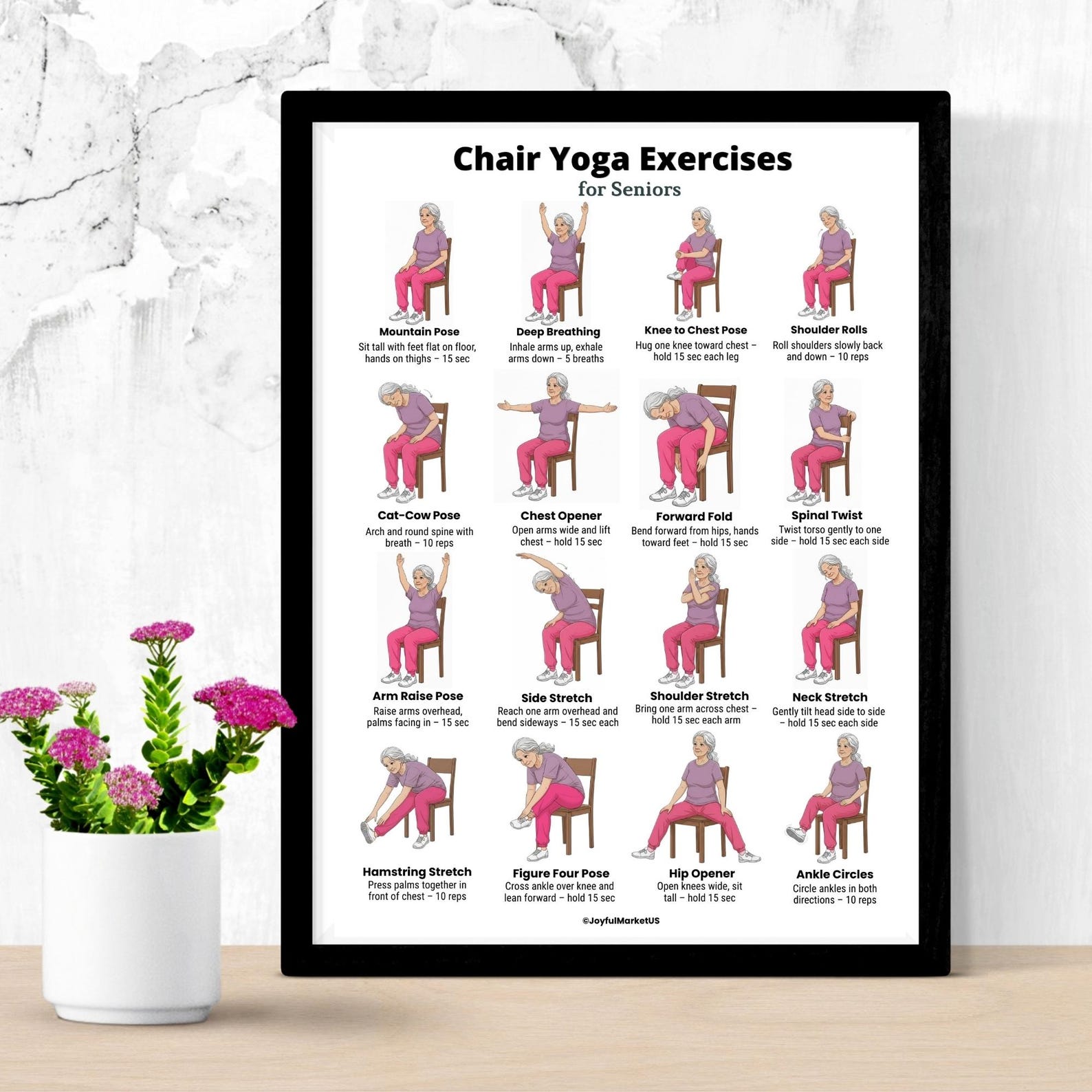 Chair Yoga for Seniors | Seated Chair Yoga Exercises Chart | Home Yoga ...