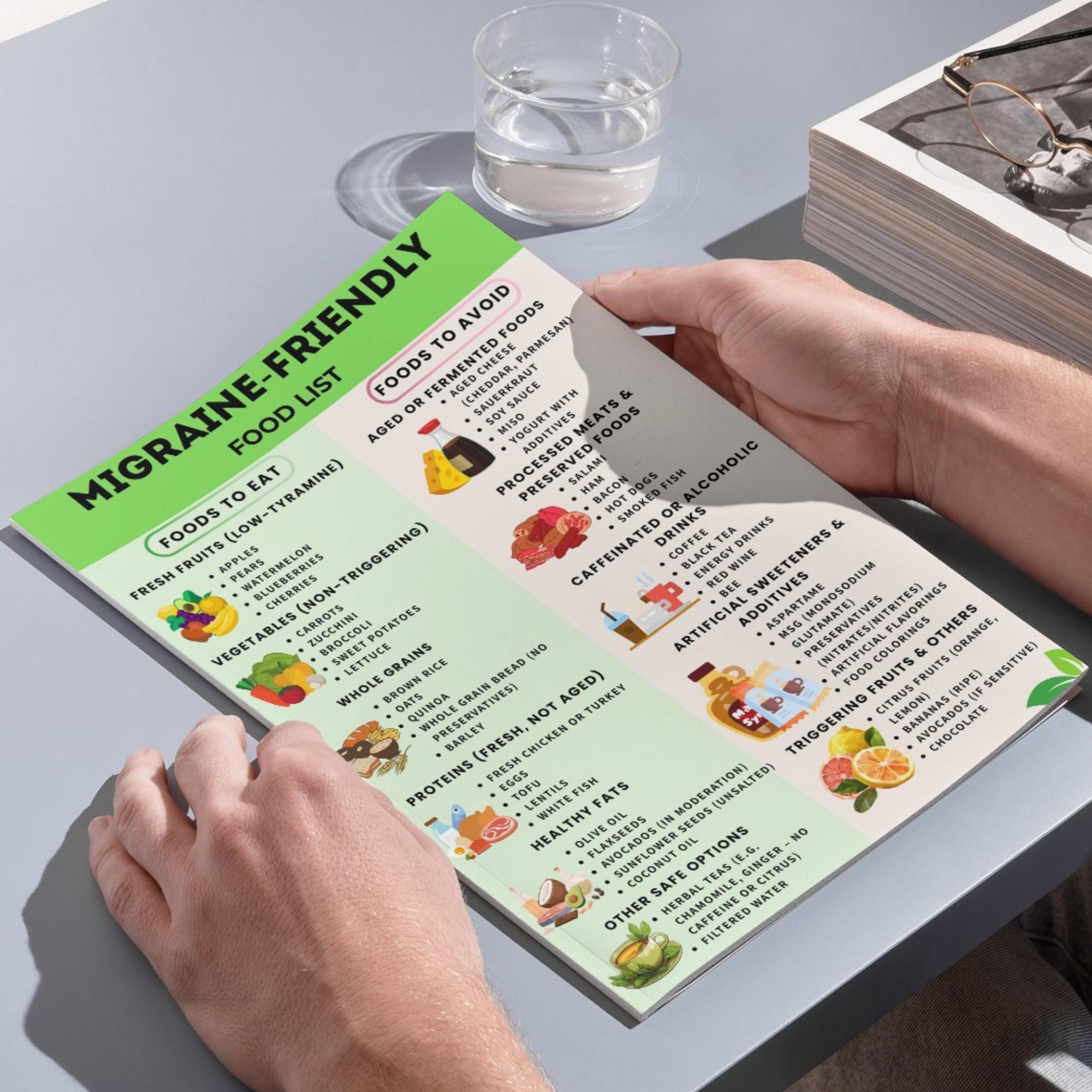 Migraine Food List Printable, Migraine-friendly Grocery List PDF, Migraine Diet Chart, Eat and ...