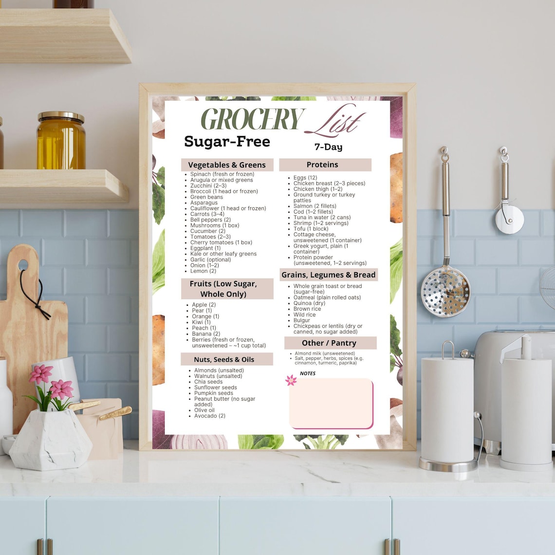 Sugar-free Meal Plan PDF – 7 Day Sugar-free Menu + Sugar-free Grocery ...