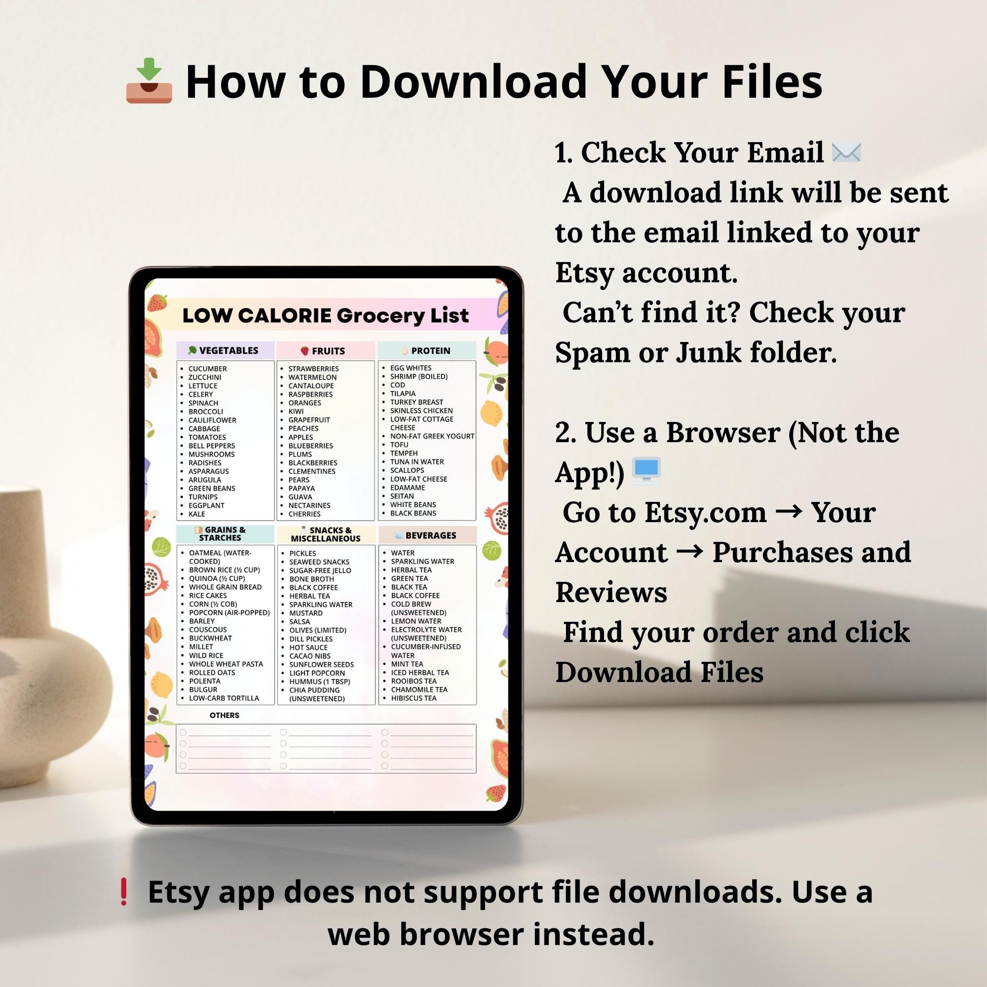 Low Calorie Grocery List, Low Calorie Food List Printable, Calorie ...