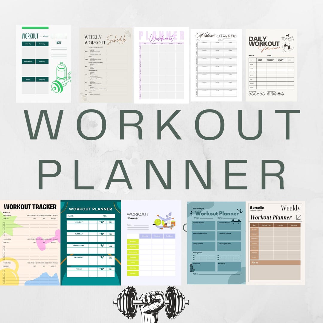 10-pack Digital Workout Planner Templates, Weekly Fitness Tracker PDF ...