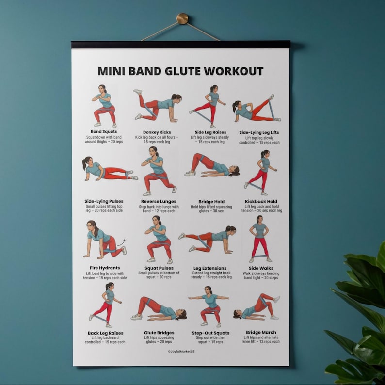 Mini Band Glute Workout Printable PDF, Resistance Band Glutes Exercises ...