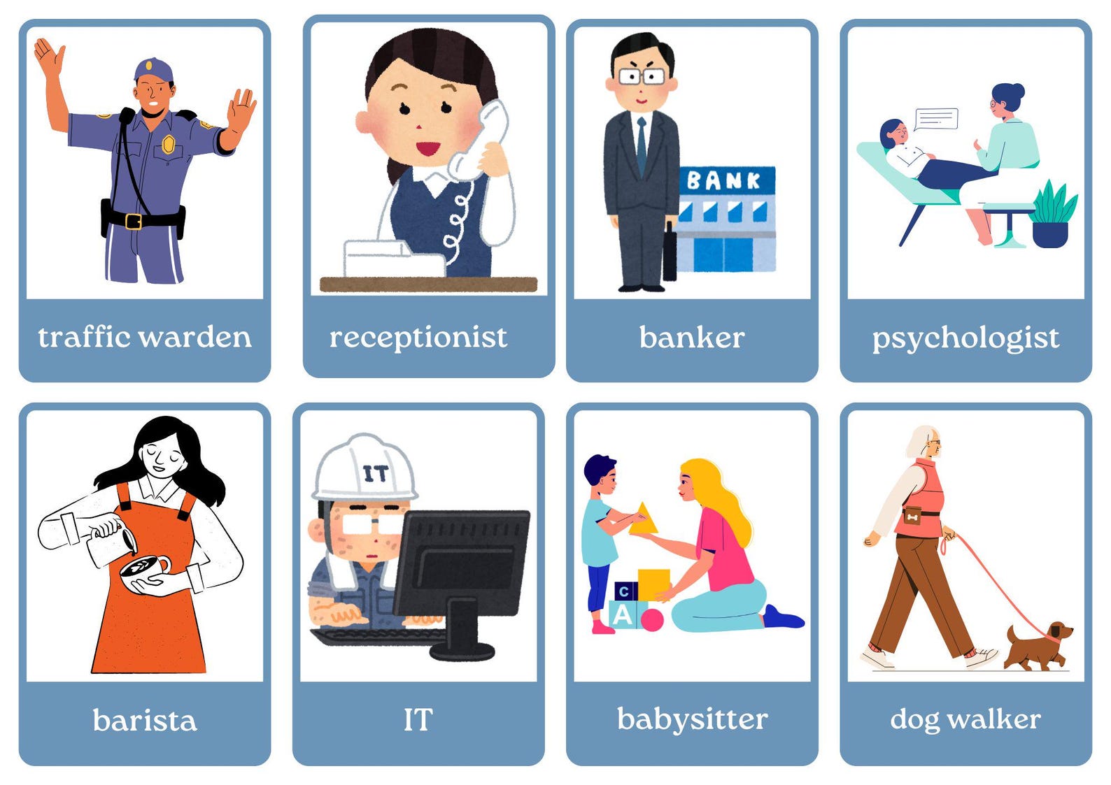 Profession Flashcards for Kids Community Helpers, Jobs Learning Cards ...