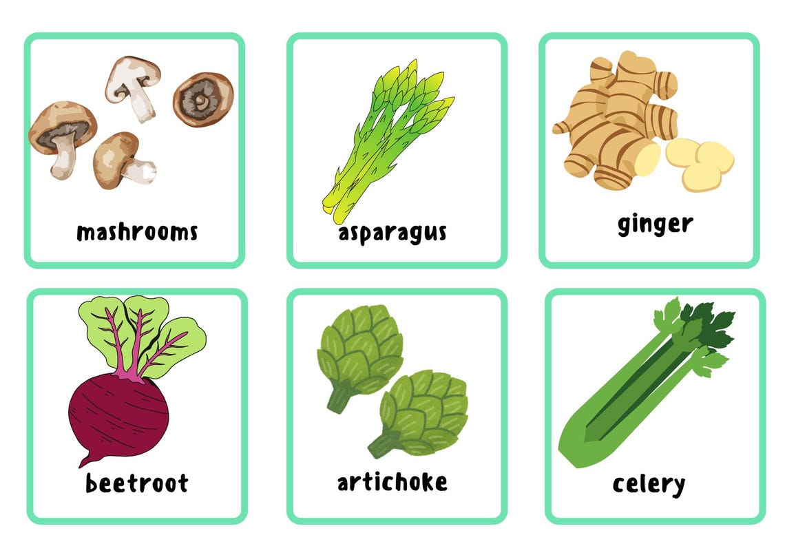 Vegetable Flashcards for Kids Printable Healthy Food Cards Preschool ...