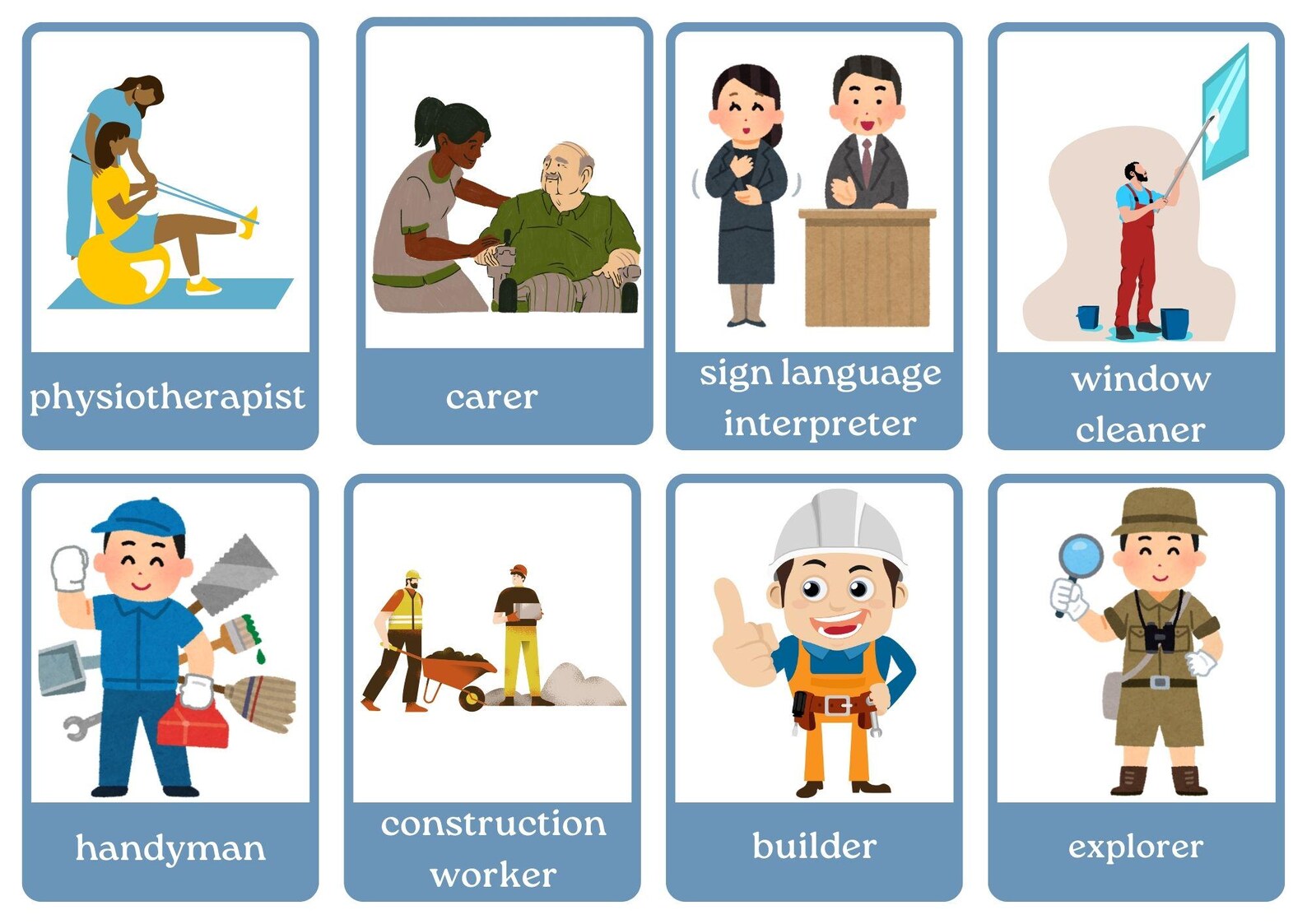 Profession Flashcards for Kids Community Helpers, Jobs Learning Cards ...