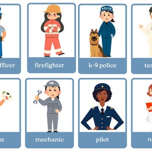 Profession Flashcards for Kids Community Helpers, Jobs Learning Cards ...