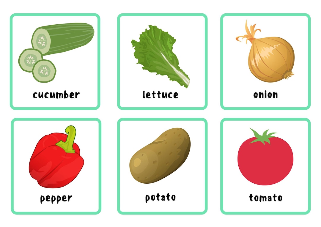 Vegetable Flashcards for Kids Printable Healthy Food Cards Preschool ...