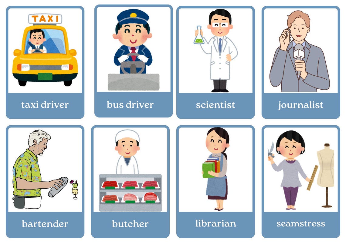 Profession Flashcards for Kids Community Helpers, Jobs Learning Cards ...
