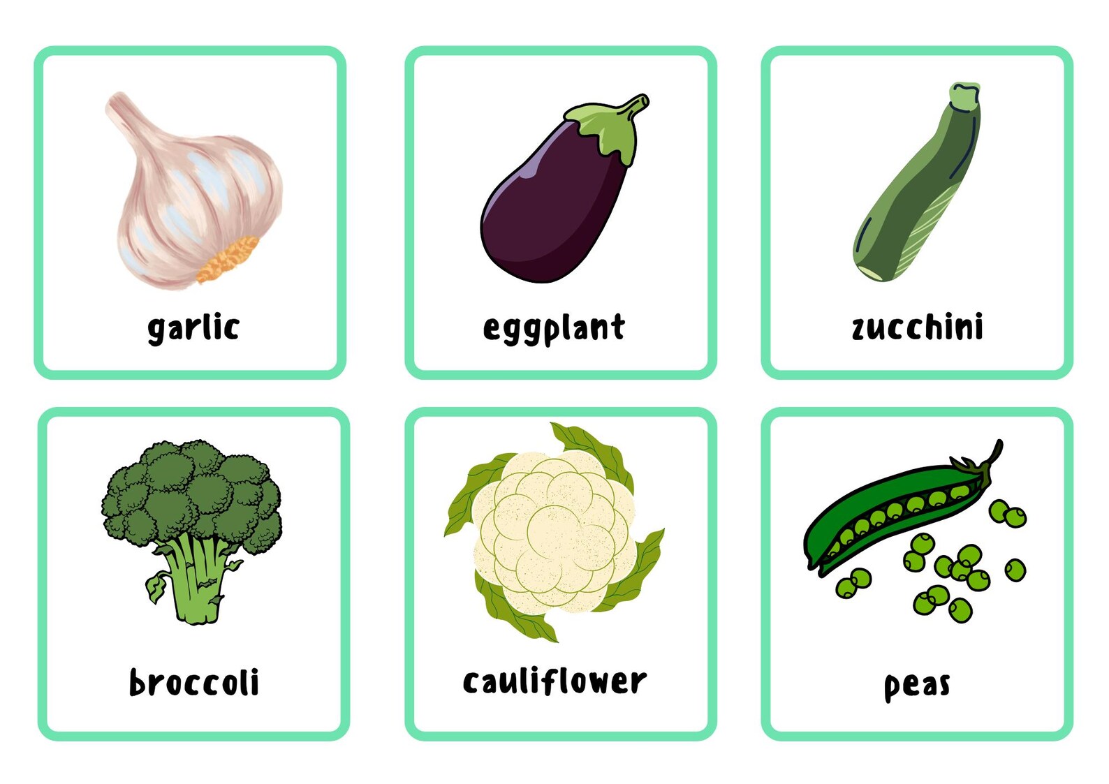 Vegetable Flashcards for Kids Printable Healthy Food Cards Preschool ...