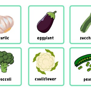 Vegetable Flashcards for Kids Printable Healthy Food Cards Preschool ...