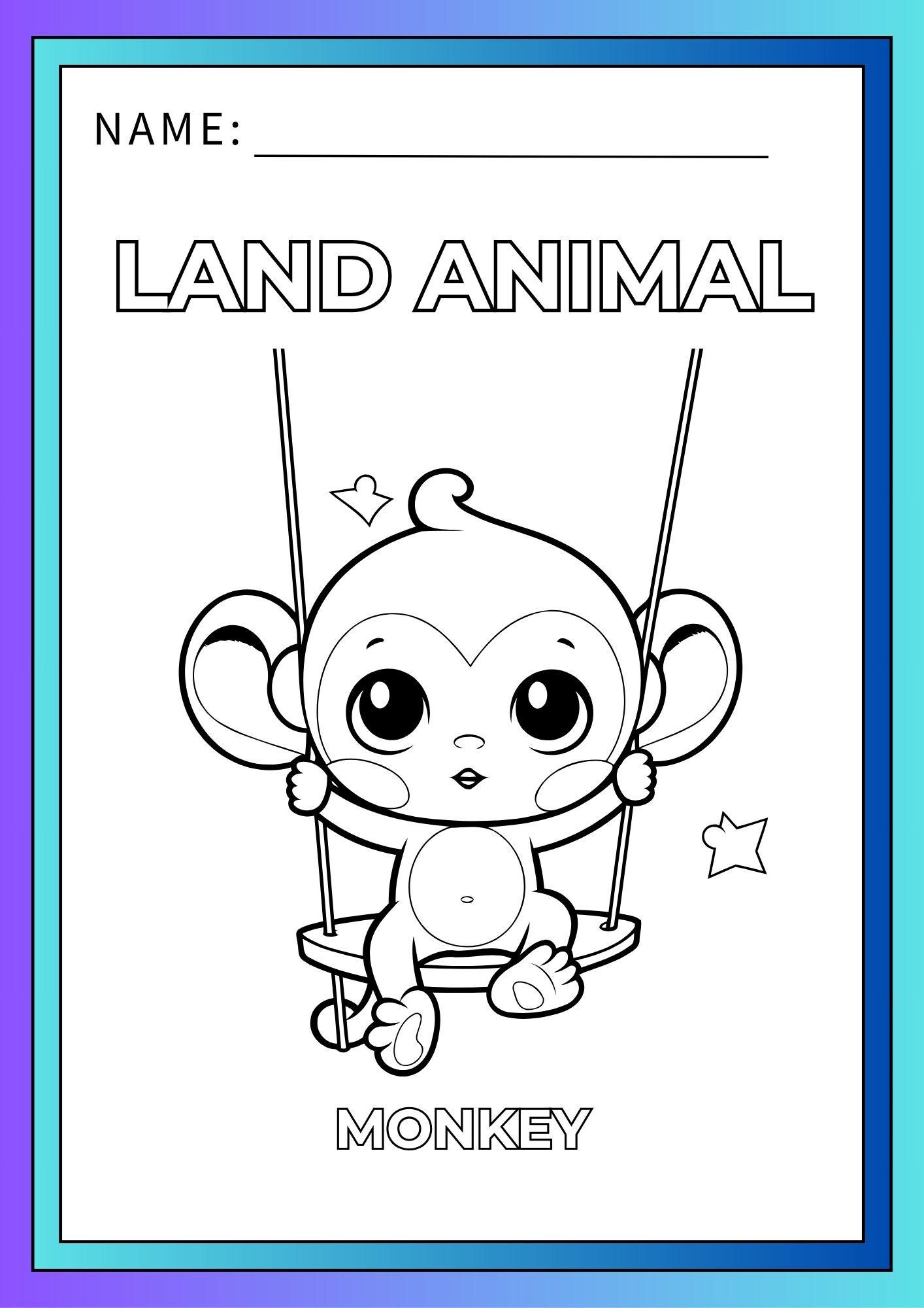Land Animals Colouring Book for Kids Land Creatures Activity Book ...