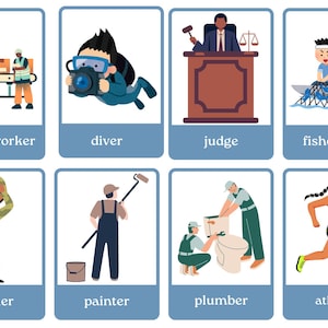 Profession Flashcards for Kids Community Helpers, Jobs Learning Cards ...