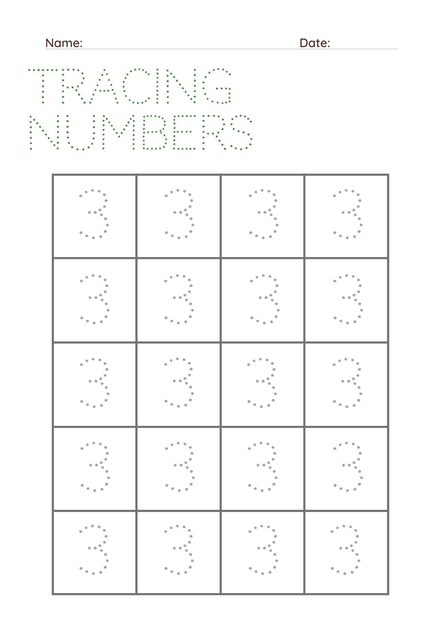 Tracing Numbers Worksheet for Kids | Printable 1-10 Number Tracing ...