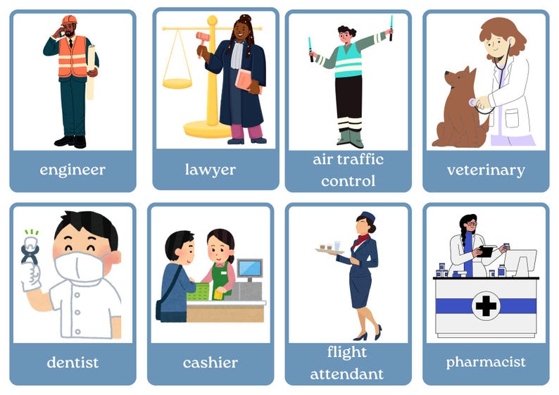Profession Flashcards for Kids Community Helpers, Jobs Learning Cards ...