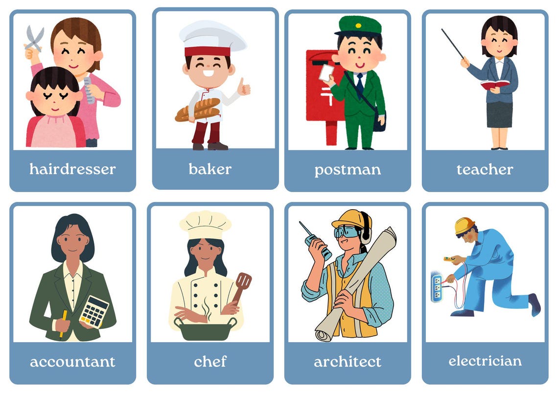 Profession Flashcards for Kids Community Helpers, Jobs Learning Cards ...