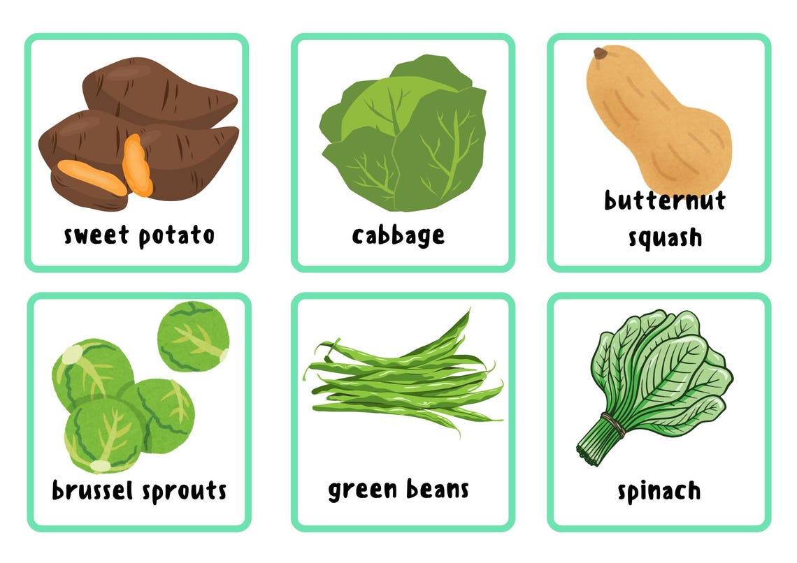 Vegetable Flashcards for Kids Printable Healthy Food Cards Preschool ...