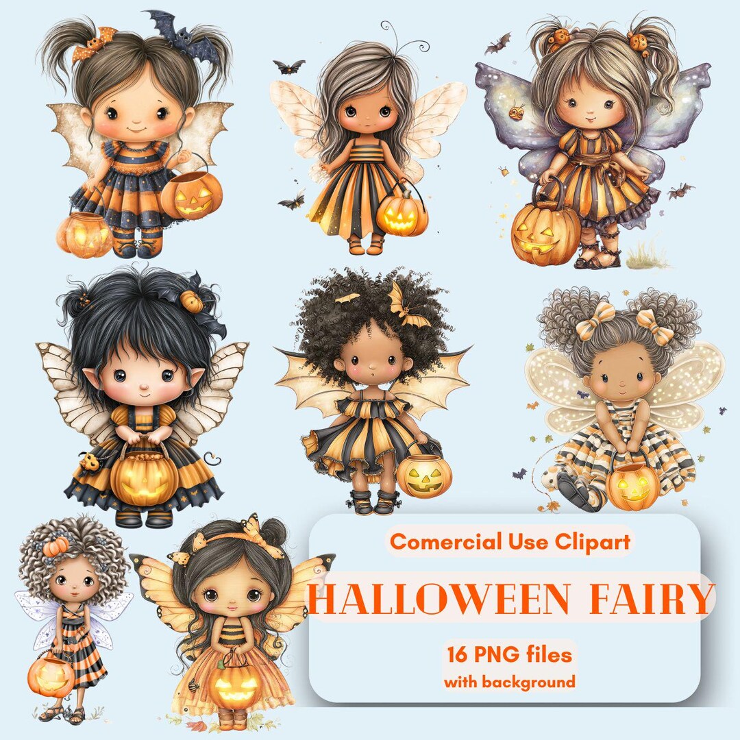 Whimsical Halloween Fairy Clipart Set: DIY Autumn Graphics (digital ...