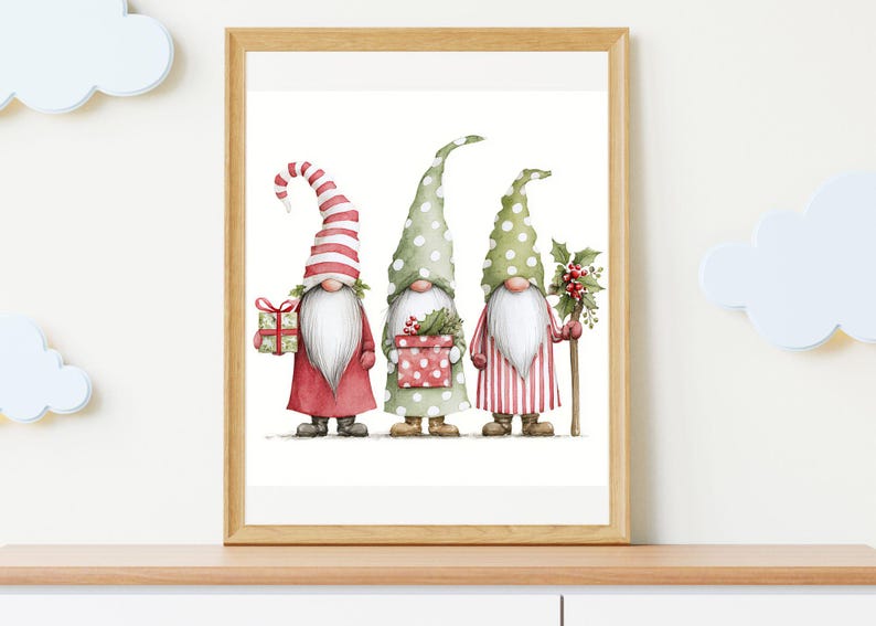 Watercolor Christmas Gnomes Clipart Bundle: Festive DIY Graphics ...