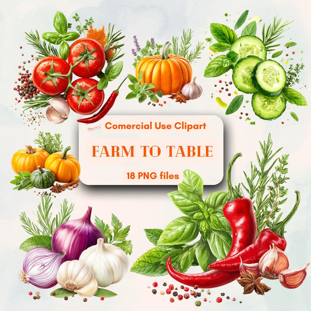 Watercolor Vegetable Clipart: Garden Herbs PNG Set (digital Download ...