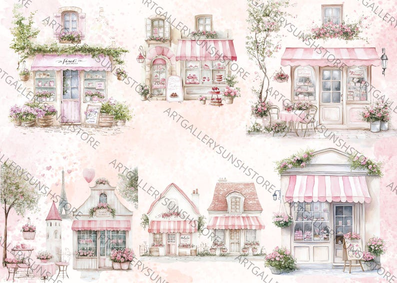 Pink Parisian Shop Clipart Bundle: Vintage French Graphics (commercial ...
