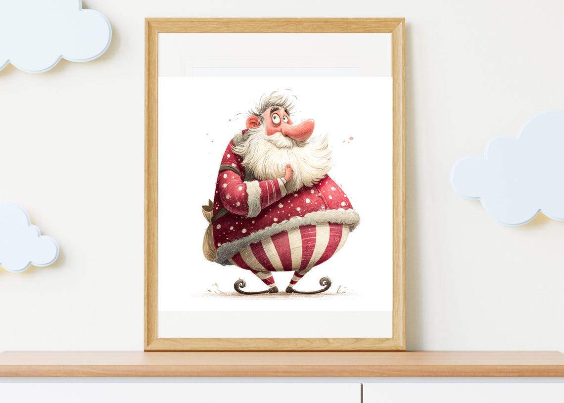 Whimsical Santa Clipart Bundle, Holiday Illustrations (digital Download ...
