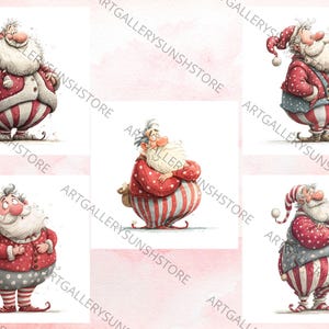 Whimsical Santa Clipart Bundle, Festive Holiday Illustrations, Free ...