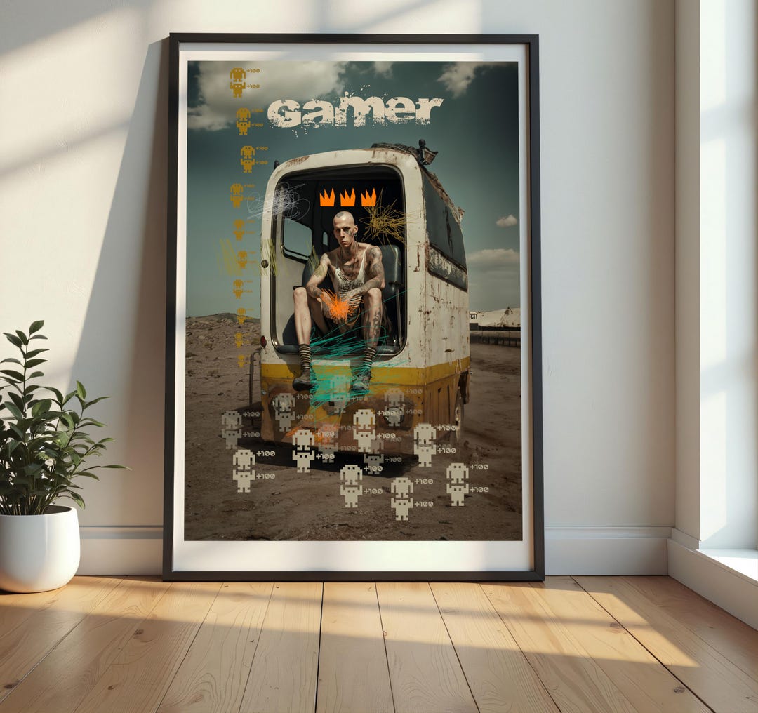 Punk Gamer Sci-fi Boy Poster | Cool Teen Bedroom Art | Semi-glossy ...