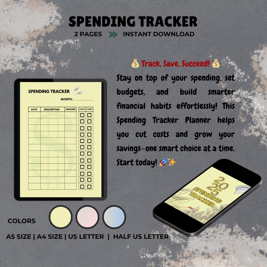 Spending Tracker- Printable Spending Tracker- Spending Log- Expense ...