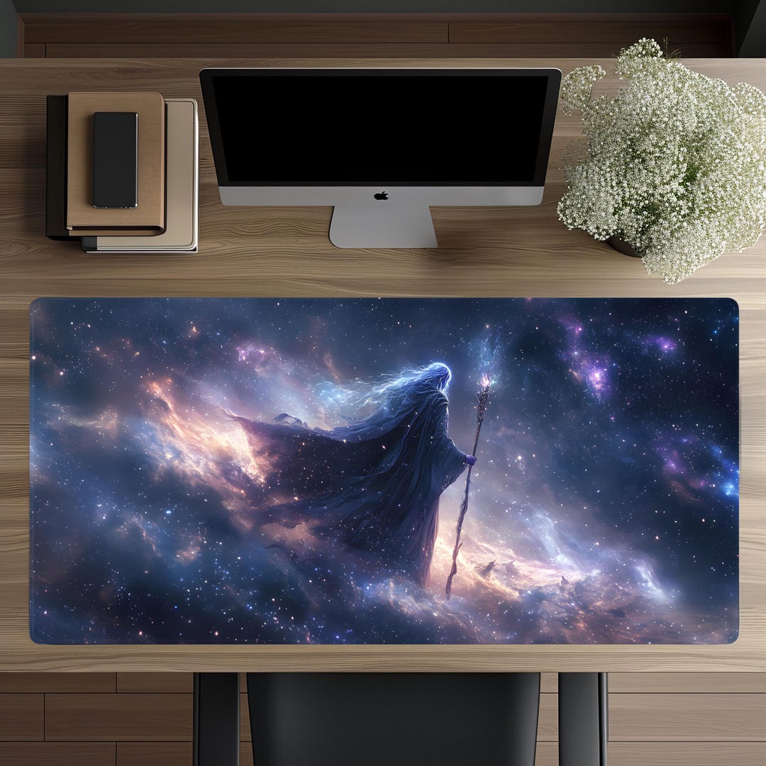 Big Cosmic Wizard Desk Mat, Sci-fi Desk Pad, Large Fantasy Mousepad ...