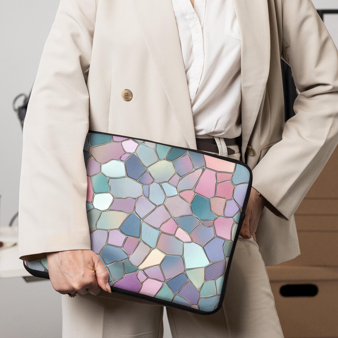 Pastel Mosaic Laptop Sleeve – Stained Glass Style, Padded Tech Case - Etsy