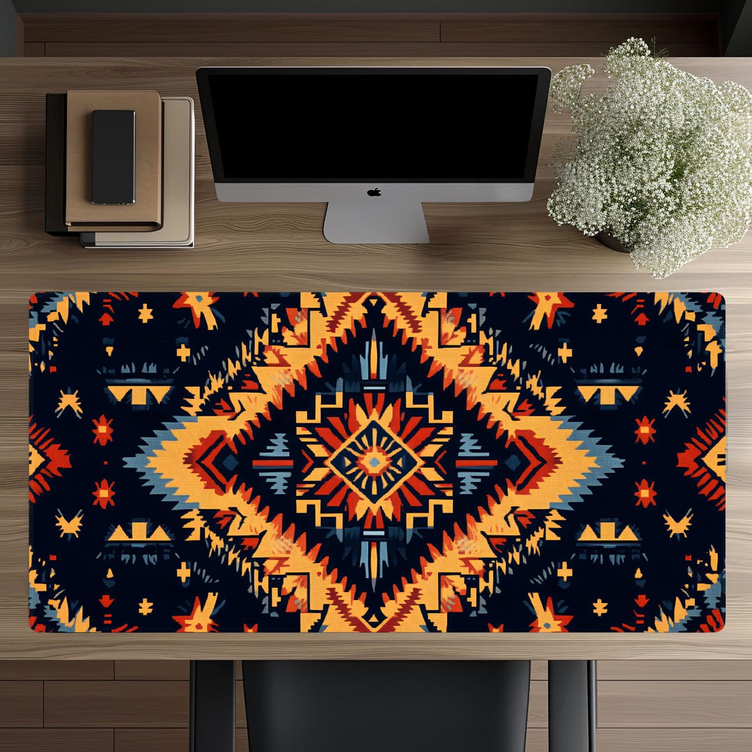 Big Tribal Style Desk Mat, Classic Desk Decoration, Large Indian ...