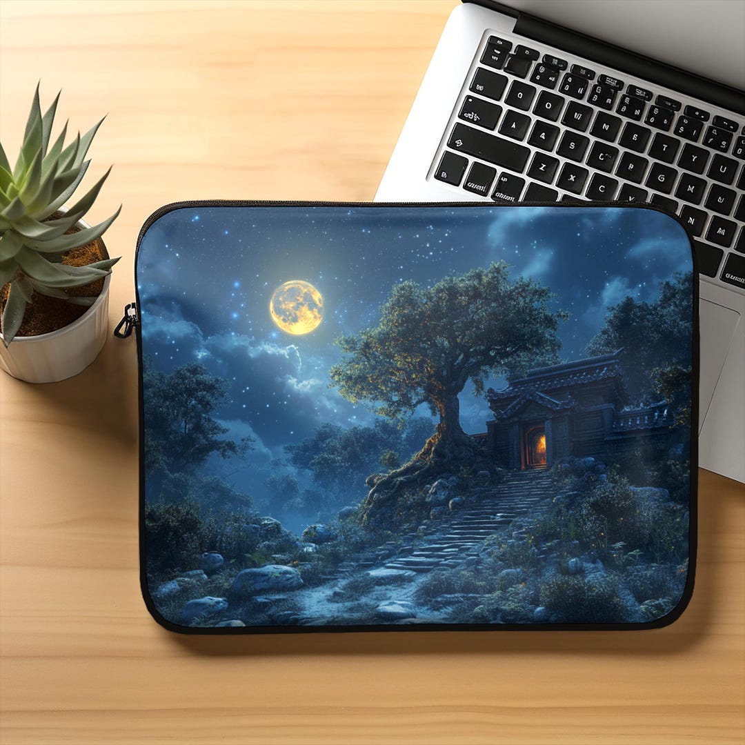 Moonlit Forest Laptop Sleeve: Hidden Temple Computer Bag - Etsy
