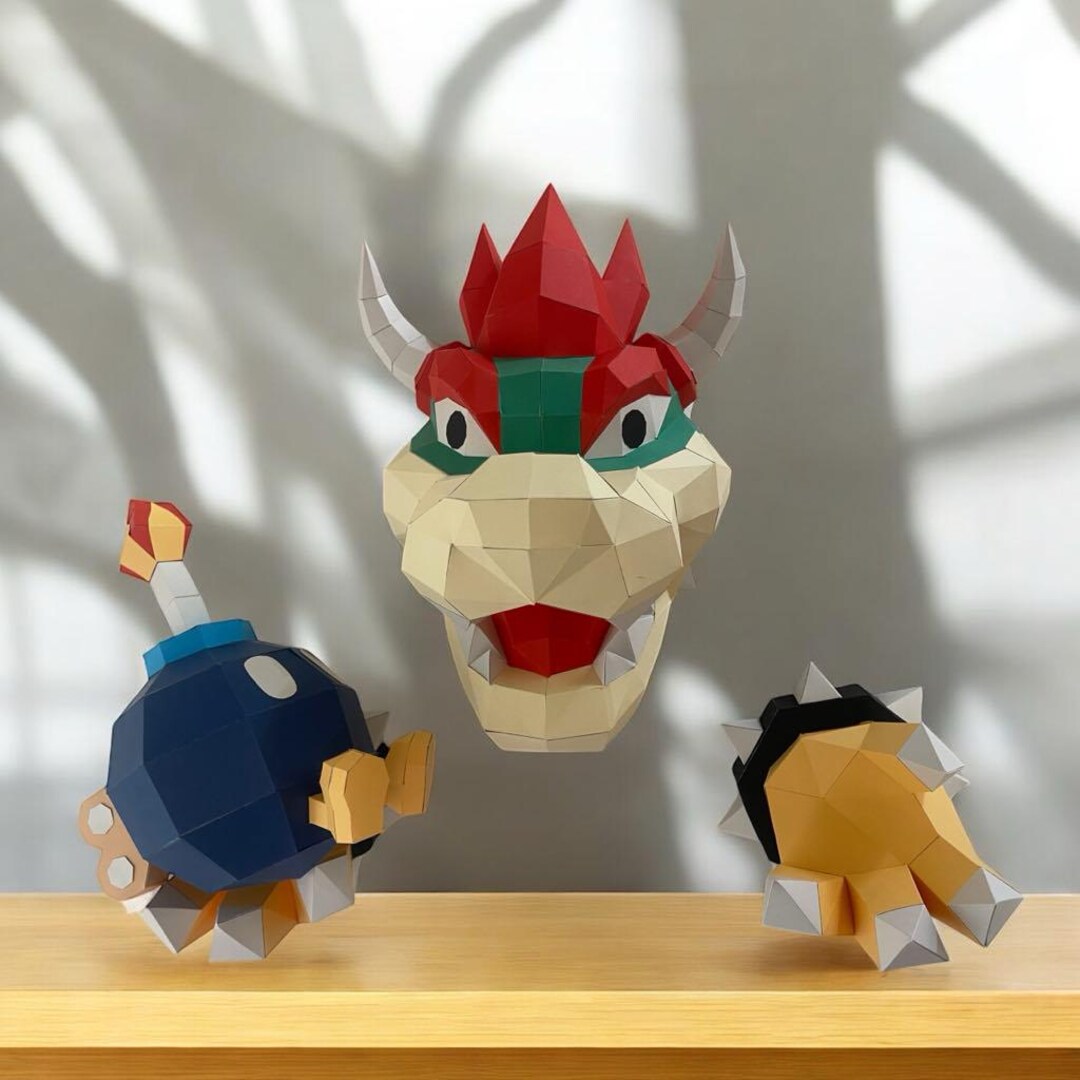 3D Papercraft Mario Bowser Wall Mount, Pdf/svg/dxf Printable Model ...