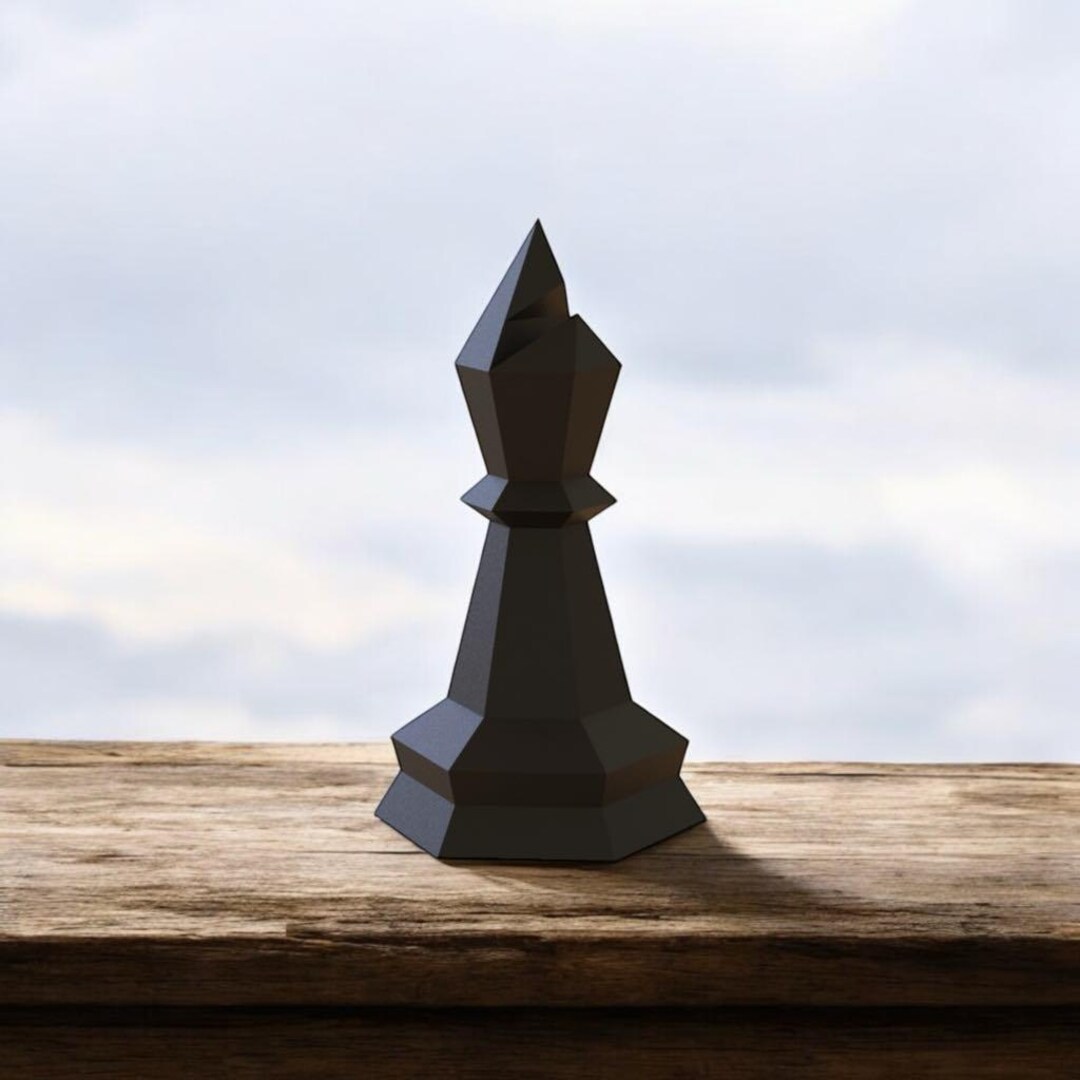 3D Chess Bishop Papercraft – Pdf Svg Dxf Template – Printable DIY Decor ...