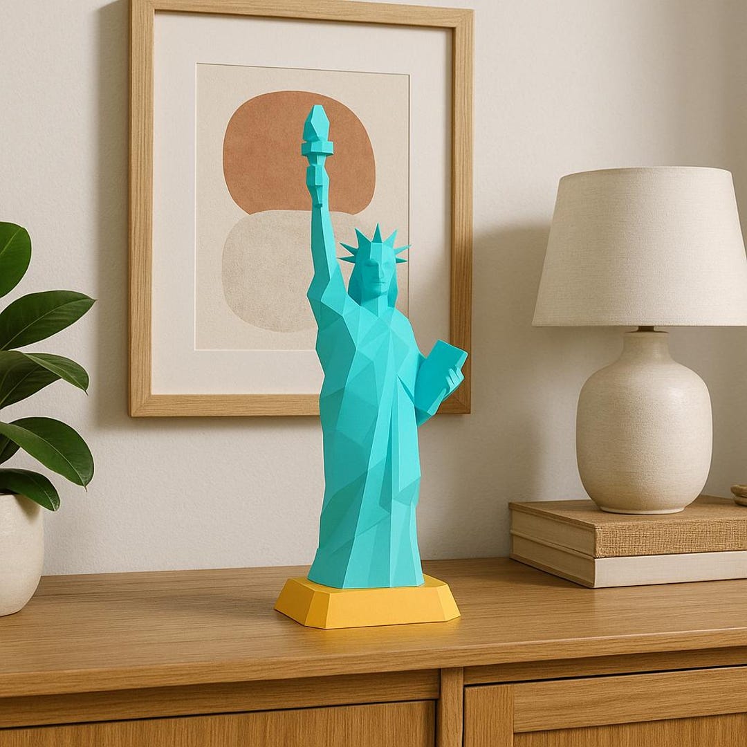 Liberty Statue Papercraft – Printable 3d Model Pdf Svg Dxf – Low Poly ...