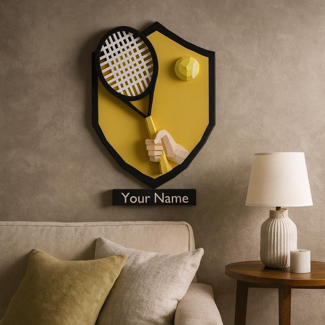 Tennis Shield 3D Papercraft – Printable Sports Wall Decor | Low Poly ...