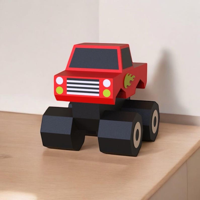 3D Monster Truck Papercraft to Print – PDF Cutout Model for Kids – DIY ...