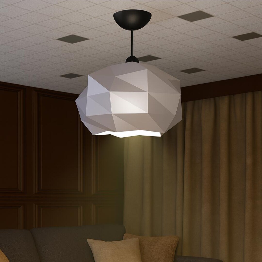 Geometric 3D Papercraft Lampshade – Modern DIY Pendant Light ...
