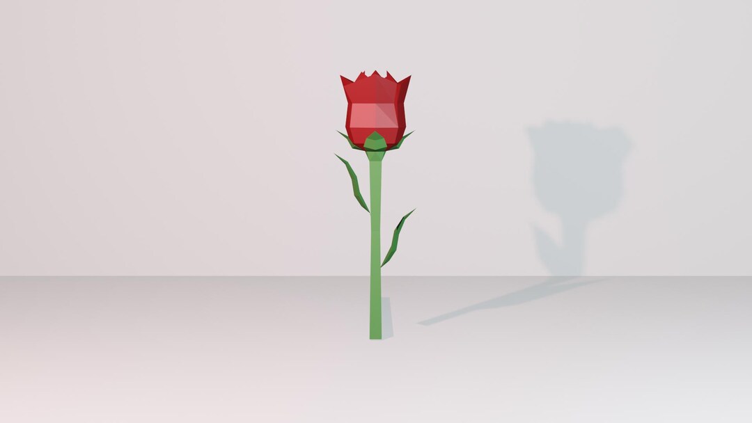 Valentine's Day Red Rose Papercraft Template, PDF, 3D Red Rose Paper ...