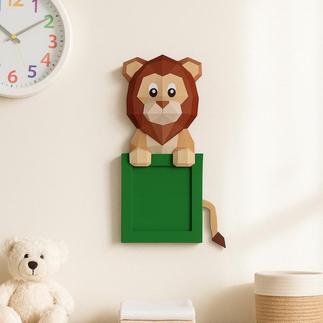 3D Lion Photo Frame Papercraft – Pdf Svg Dxf – Jungle Nursery Decor ...
