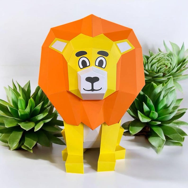 3D Lion Papercraft for Kids – Printable DIY PDF Model – Fun Animal ...