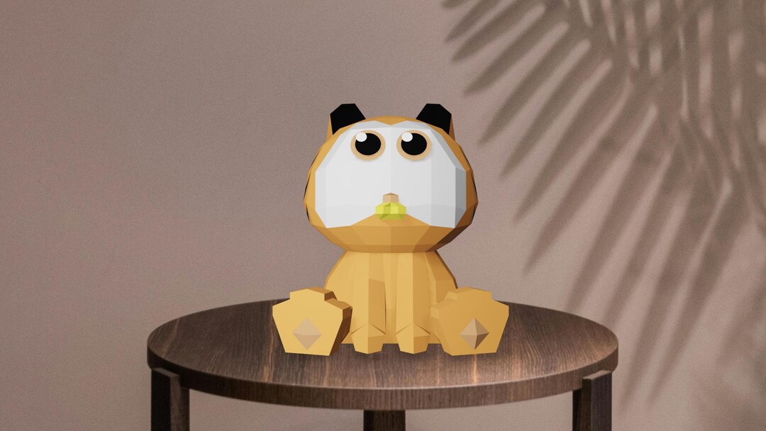 Garfield Cat Papercraft Model, PDF, 3D Paper Cat Digital File, Low Poly ...