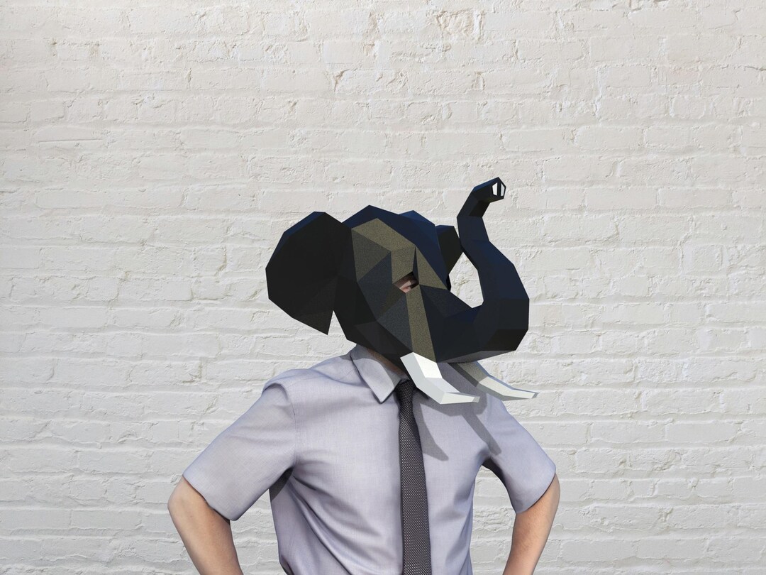 Elephant Mask 3D Papercraft – Printable PDF/SVG DIY Animal Costume for ...