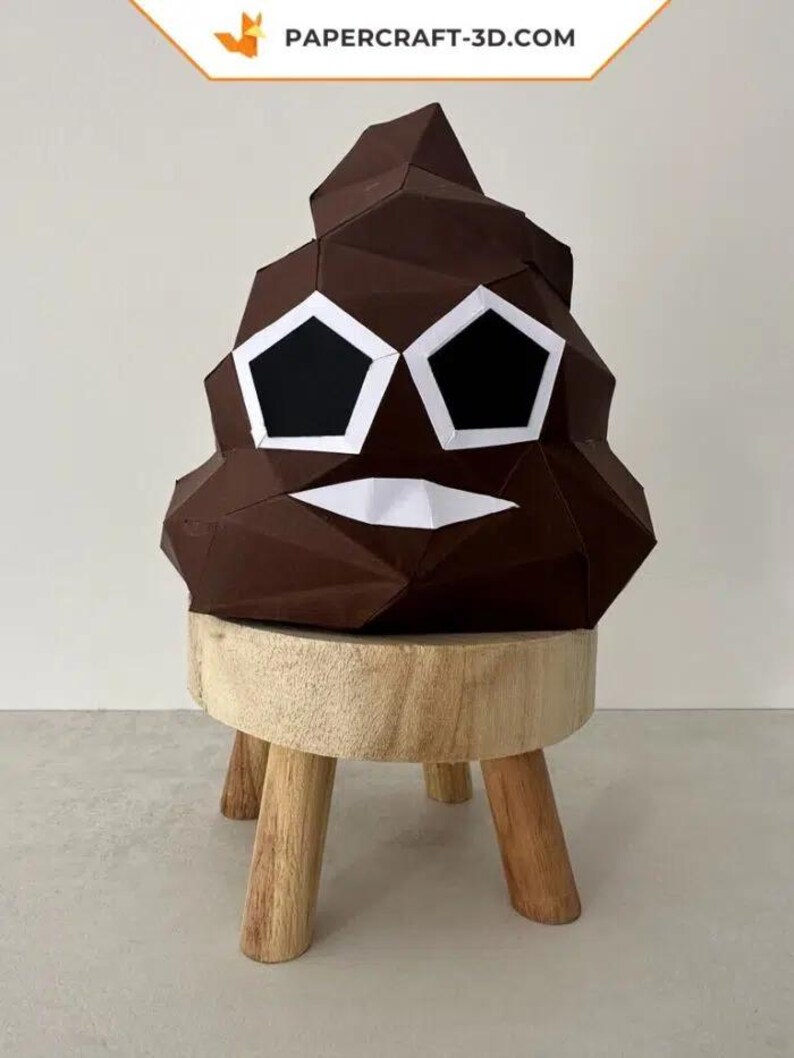 Papercraft Model of a Poop Emoji, PDF, Digital File of a 3D Paper Poop ...