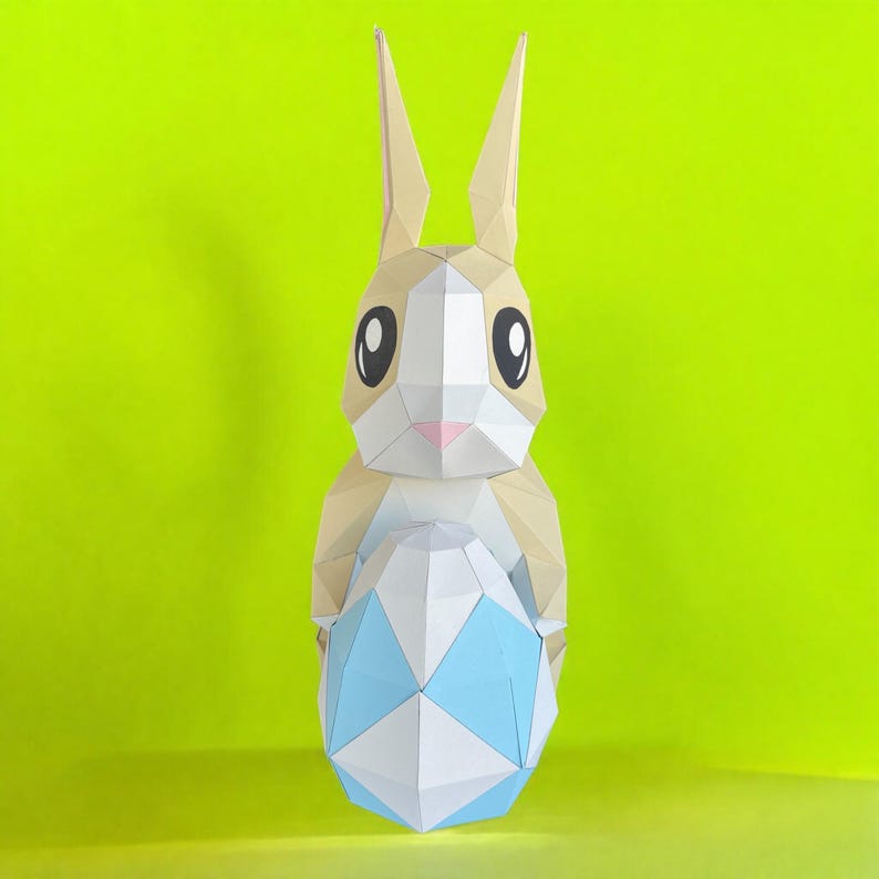 Easter Bunny Papercraft 3D to Print – Pdf Svg Dxf Template – Spring ...