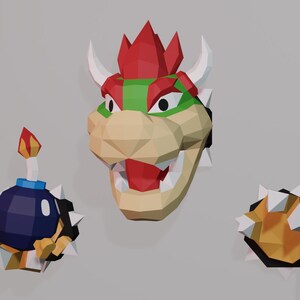3D Papercraft Mario Bowser Wall Mount, Pdf/svg/dxf Printable Model ...