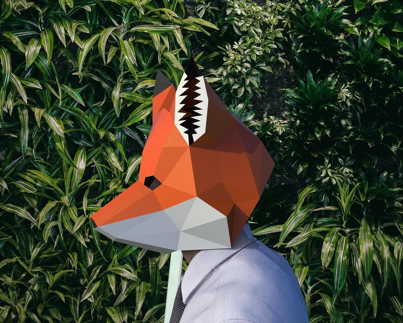 Fox Mask 3D Papercraft – Printable PDF/SVG DIY Costume or Modern Wall ...