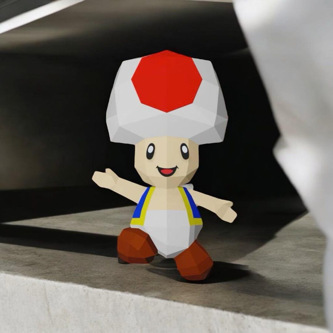 Toad Mario 3D Papercraft Wall Art – Printable DIY PDF – Low Poly Paper ...